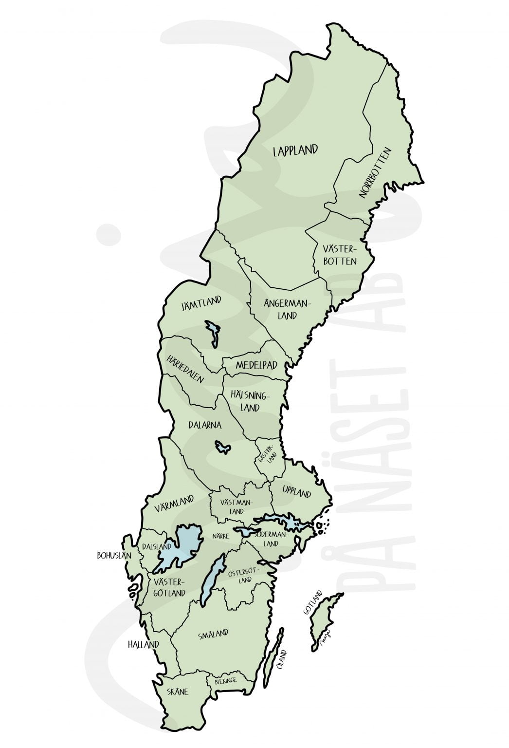 Sverigekarta, landskap - Bildverkstan